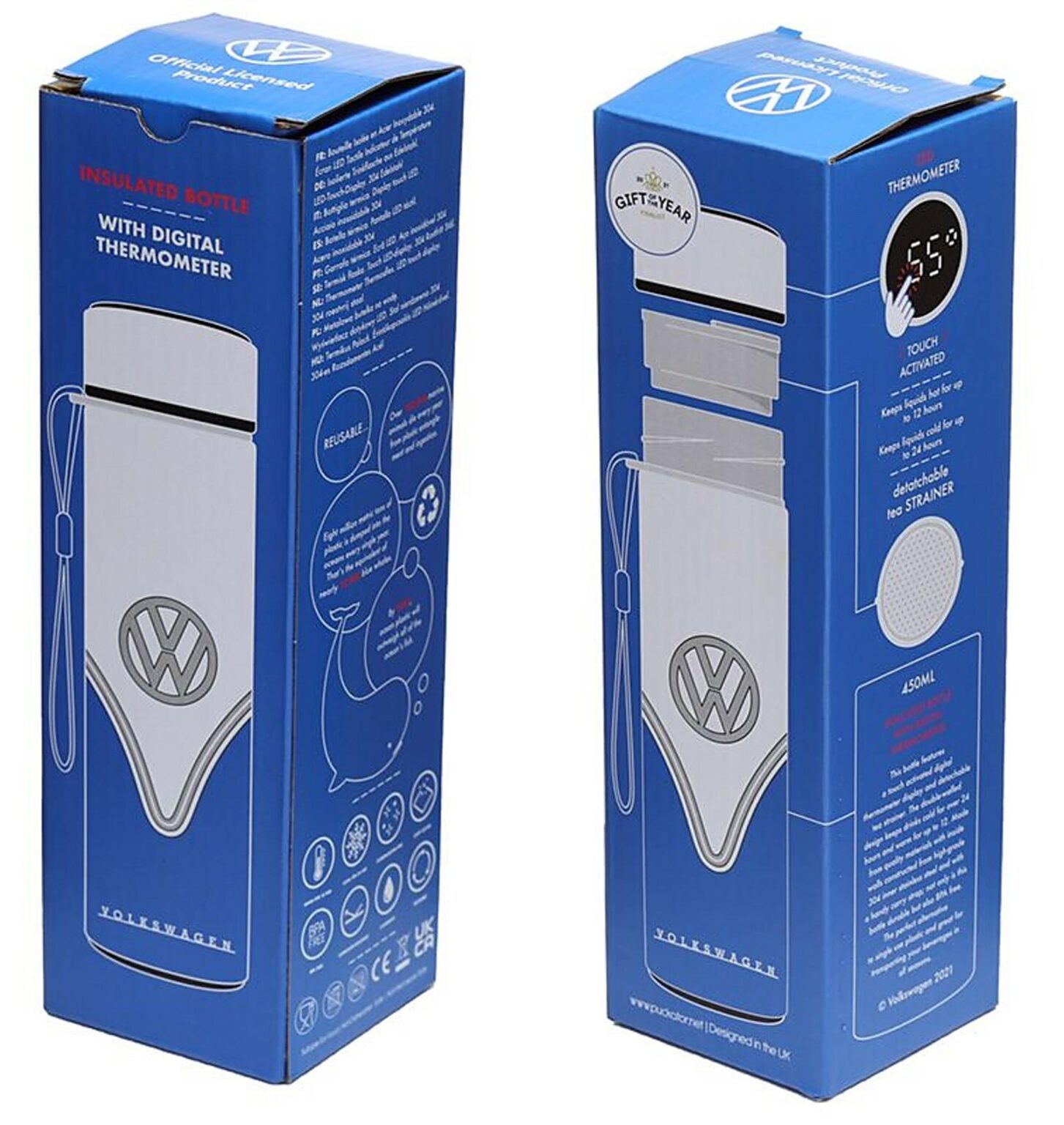 Volkswagen 450ml Thermal Drinks Bottle VW Camper Van - Blue 4640624 at ...
