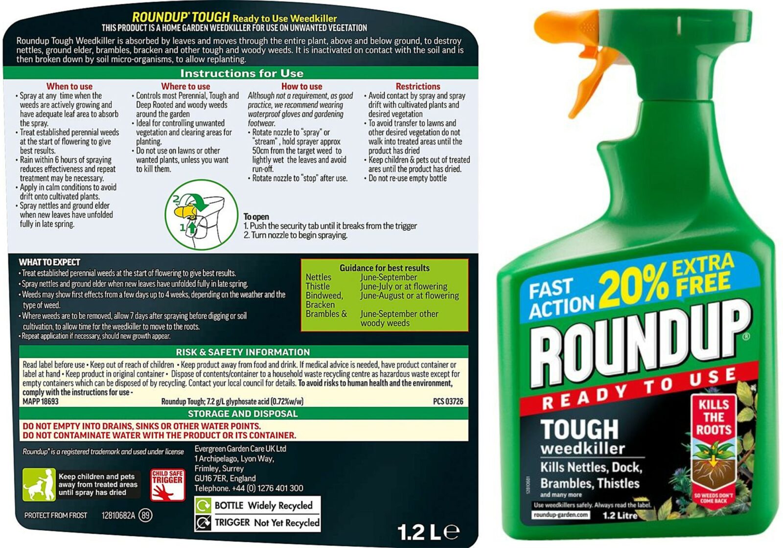 RoundUp 1L 20% Extra Free ready to Use Tough Weed Killer 4320639 at ...