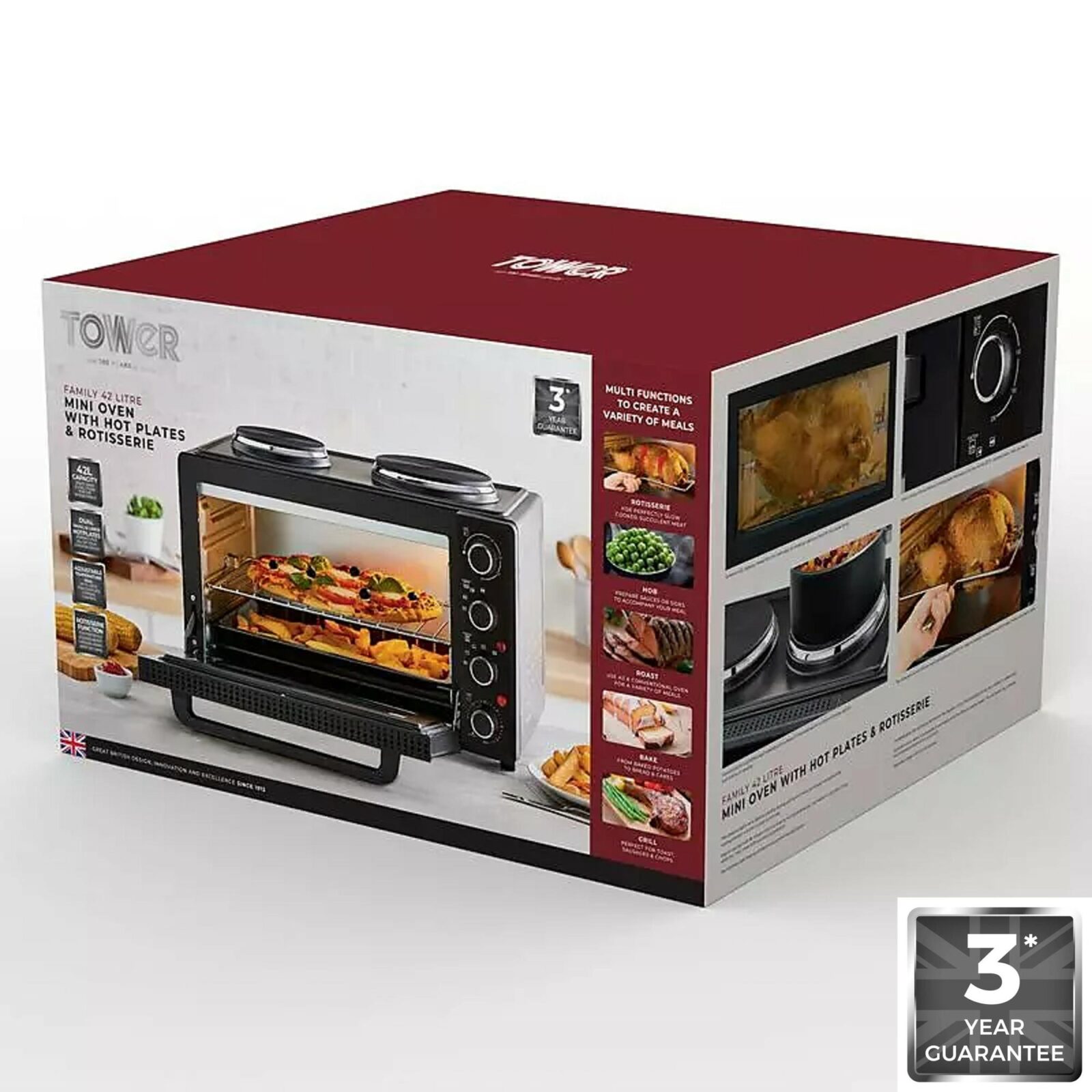 Tower 42L Mini Oven with 2 Hot Plates T14045 at Wades (Appliance sales ...