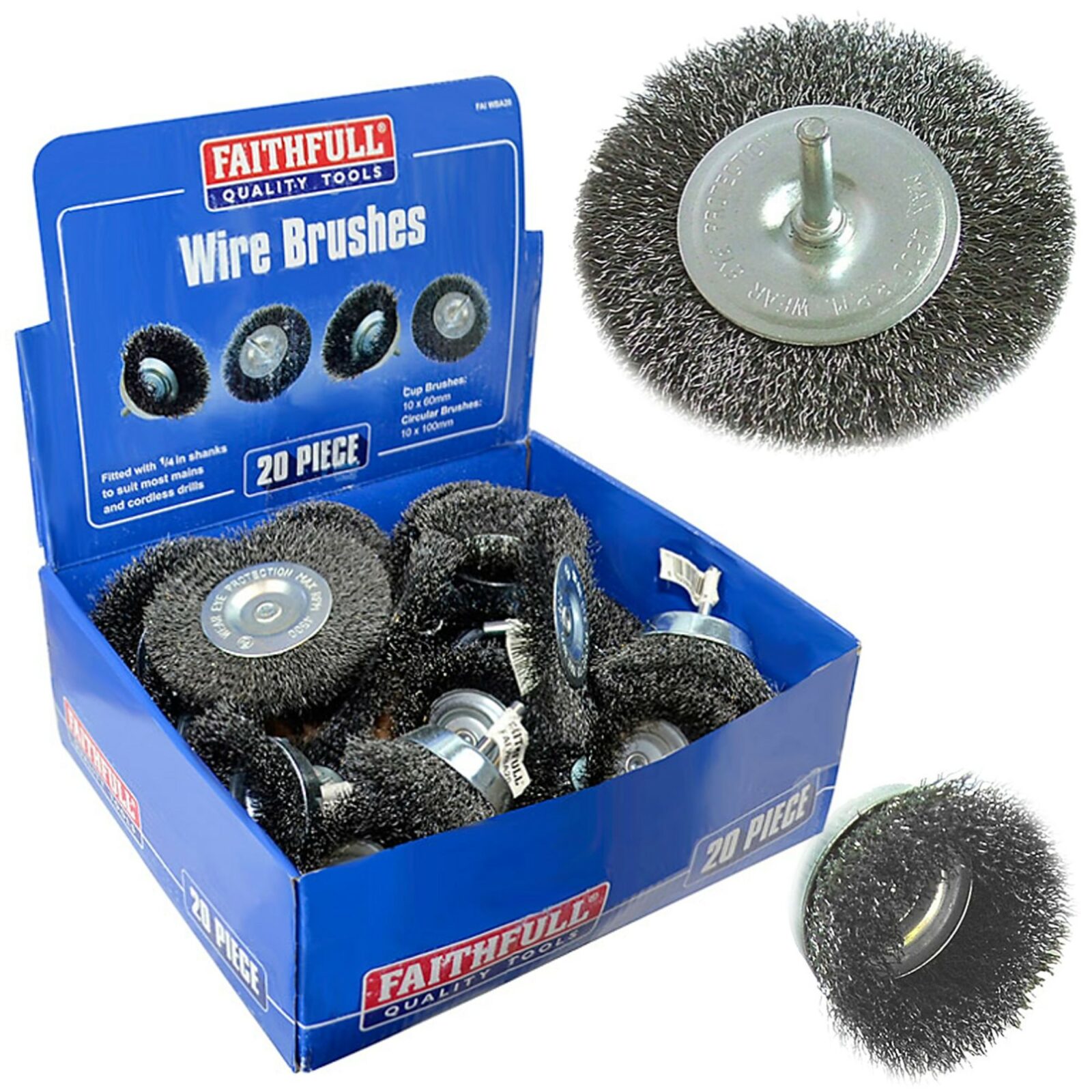 Faithfull 60mm Cup or 100mm Circular Wire Brush FAIWBA20 at Wades ...